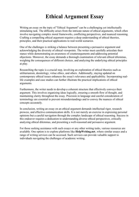 Essay On Ethical Issues. University of Holy Cross | PDF | Education