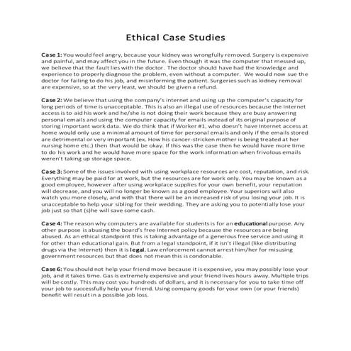 Ethical case studies | DOCX