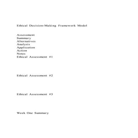 Ethical Decision Making Framework Modelassessmentsumma Pdf Free