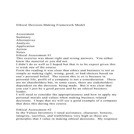 Ethical Decision-Making Framework ModelAssessmentSumma.docx