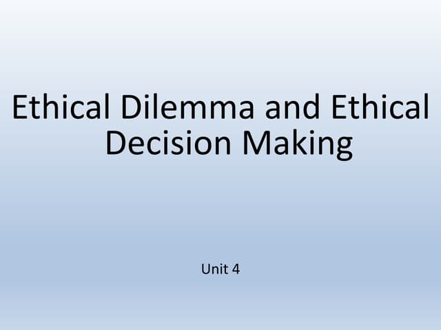 Kidder's Ethical Decision Making Checkpoints | PPTX