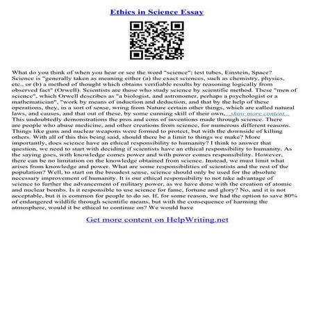 Essay On Ethics And Values | PDF