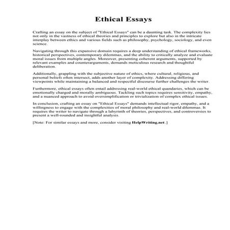 Ethical Essays | PDF