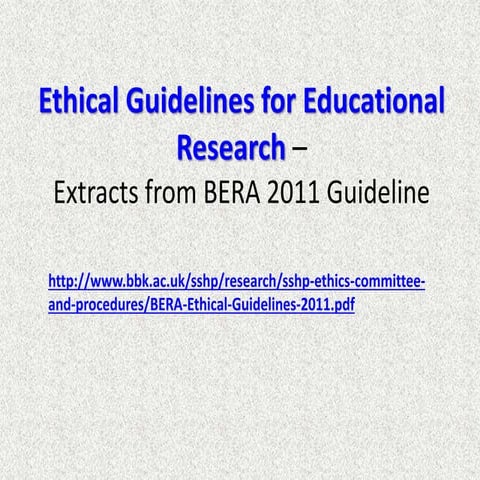 Ethical guidelines for educational research | PPTX