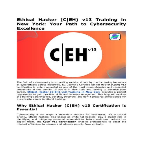 Ethical Hacker (C_EH) v13 Training in New York_ Your Path to Cybersecurity Excellence.docx