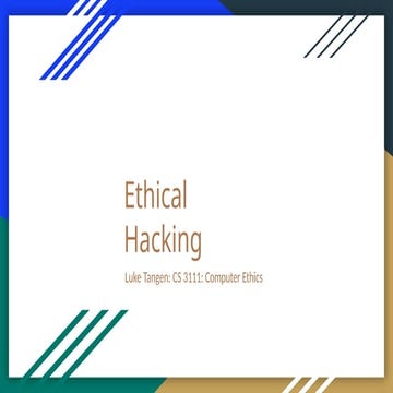 Ethical Hacking and its scope and its application | PPTX