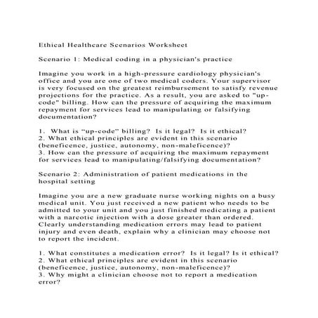 Ethical Healthcare Scenarios WorksheetScenario 1 Medical codi.docx