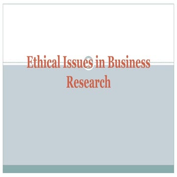 Ethical Issues in Business Research | PPTX