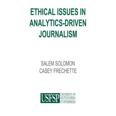 Ethical issues in analytics driven journalism | PDF | Genres