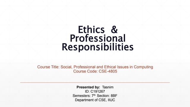 Professional code of Ethics | PPTX