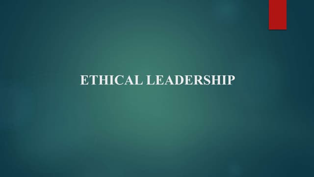 Ethical leadership | PPTX