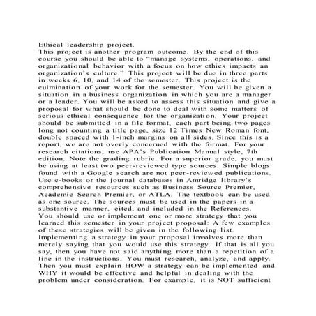 Ethical leadership project.this project is another program outco | DOCX ...
