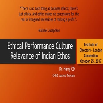 Creating and Sustaining Ethical Performance Culture | PPTX