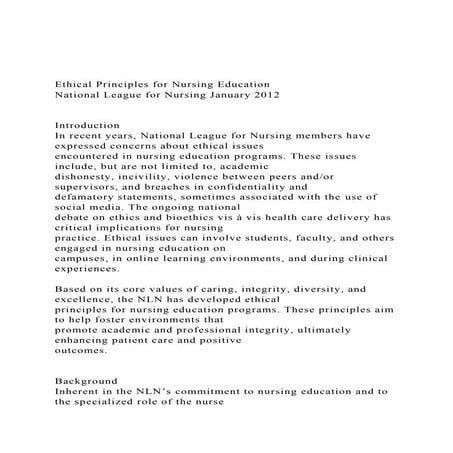 Ethical Principles for Nursing Education National League for.docx