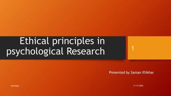 Ethical issues in psychological research | PPTX