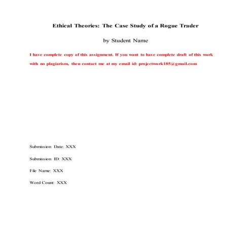 Ethical theories ubs the case of rogue trader | PDF