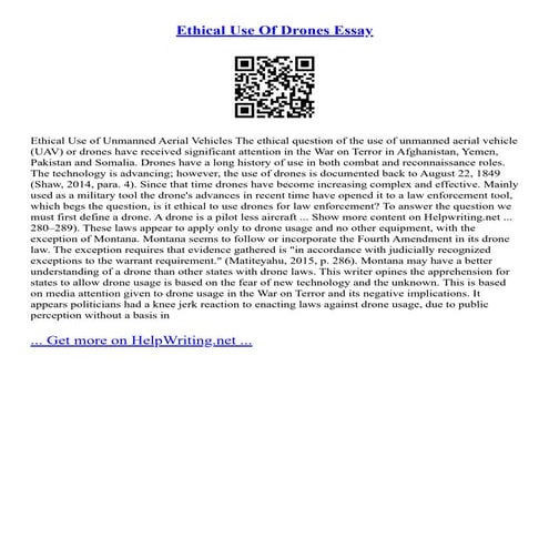 Ethical Use Of Drones Essay | PDF