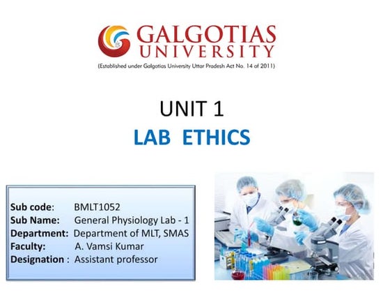 Ethics in Medical Laboratory Science practice | PPT