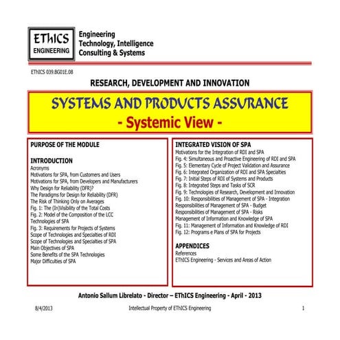 SPA - Systems and Products Assurance: Systemic View | PDF