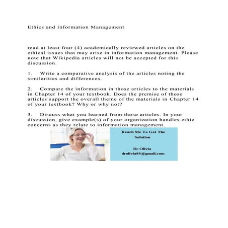 Ethics and Information Management read at least four (4) aca | DOCX