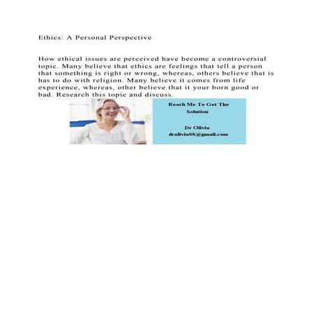 Ethics A Personal PerspectiveHow ethical issues are perceived.docx