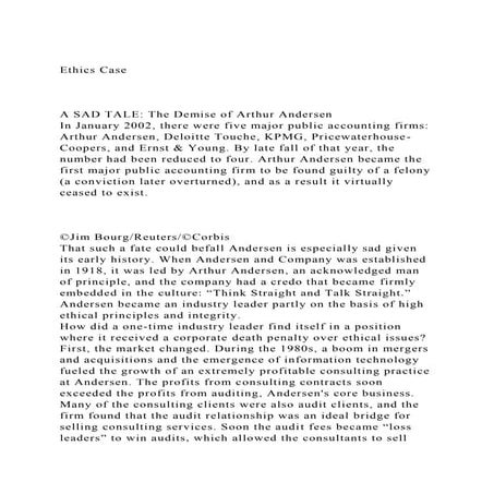 Ethics Case A SAD TALE The Demise of Arthur AndersenIn .docx