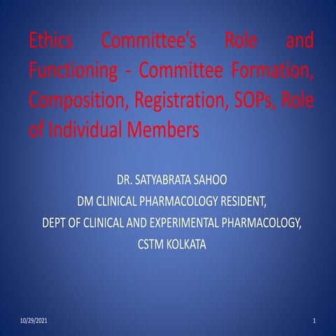 Ethics committee’s role and functioning committee formation | PPTX