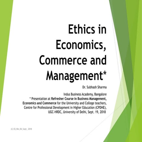 Ethics in Economics, Commerce and Management | PPTX