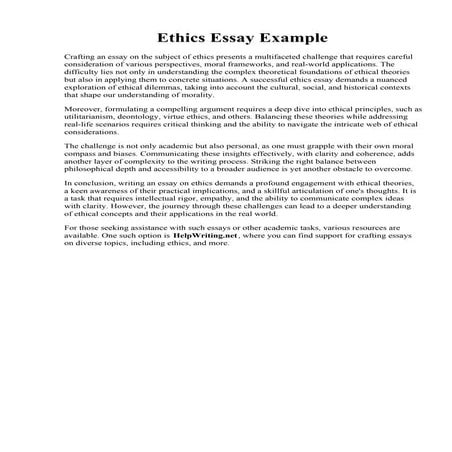 Ethics Essay Example | PDF