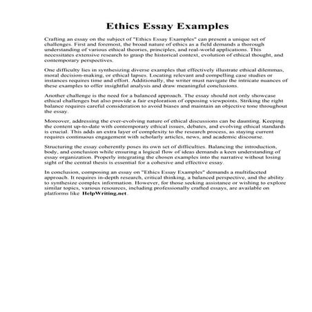 Ethics Essay Examples | PDF