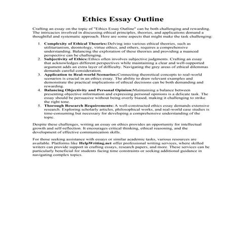 Ethics Essay Outline | PDF