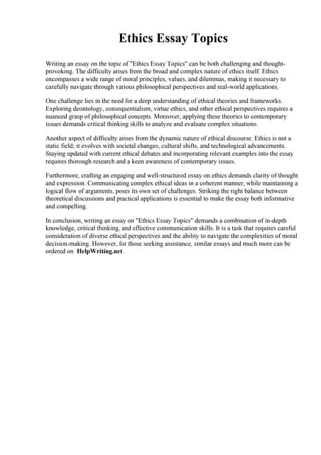 Essay On Work Ethics | PDF