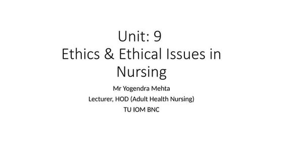 Ethics in nursing | PPSX
