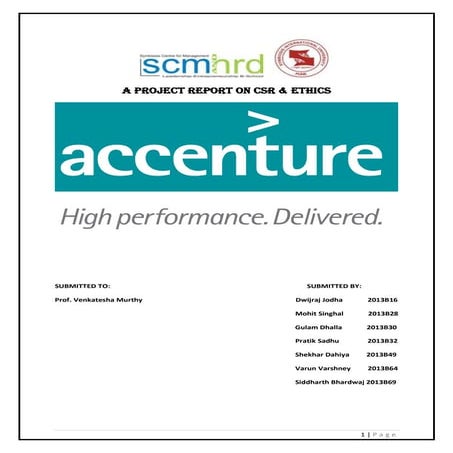 Ethics and csr at accenture | DOCX