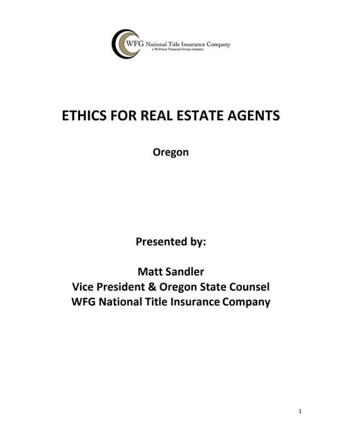 Code of Ethics and Responsibilities of Real Estate Practitioners | PDF ...