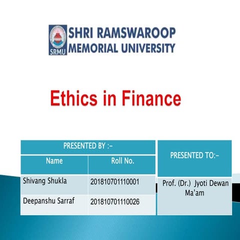 Ethics in finance | PPTX