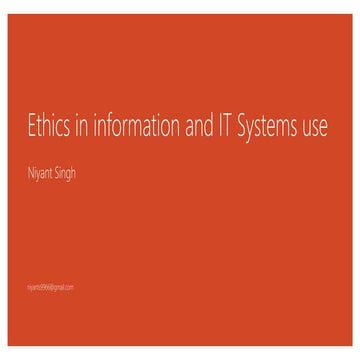 Ethics in information and IT Systems use - for Social Media and IT ...