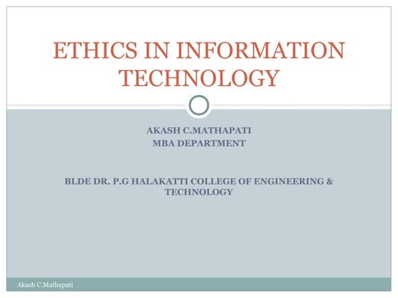Ethics in Information Technology | PPT