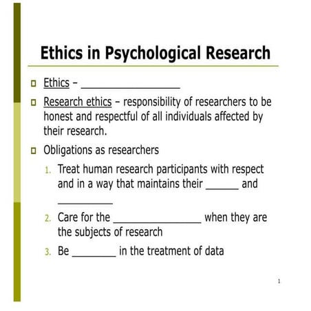 Ethics In Psychological Research | PDF