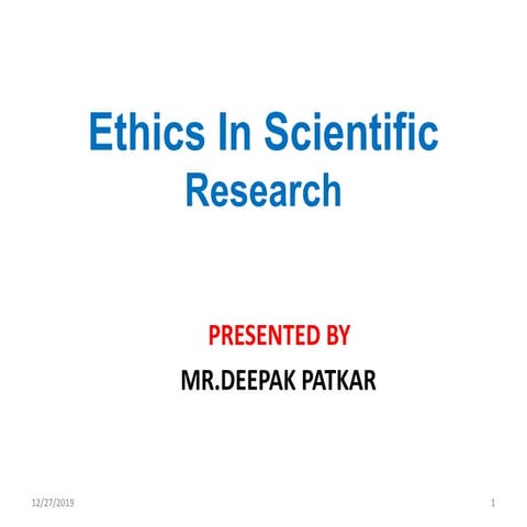 Ethics in scientific research | PPT