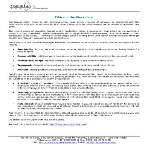 What are the common workplace ethics? How to deal with the employees ...
