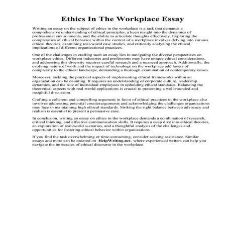 Ethics In The Workplace Essay.pdf