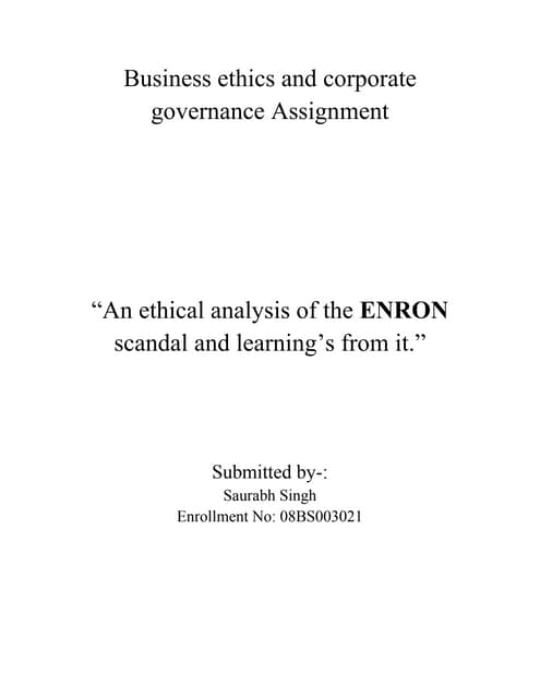 Ethics at enron | PDF