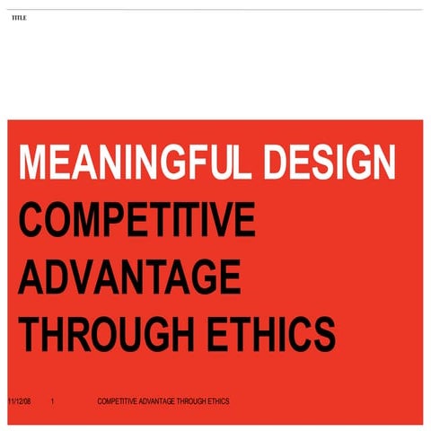 Competitive Advantage Through Ethics | PPT