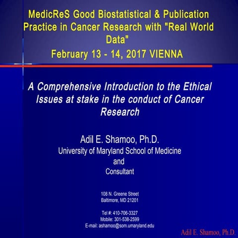 MedicReS Winter School 2017 Vienna - Ethics of Cancer Trials - Adil E ...