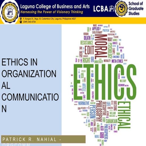 ETHICS IN ORGANIZATIONAL COMMUNICATION | PPT