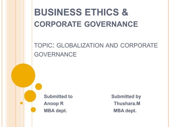Business ethics & corporate governance | PPT