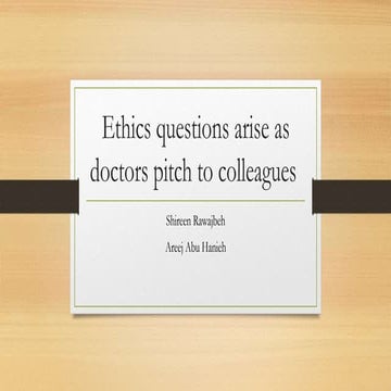 Ethics questions arise as doctors pitch to colleagues - medical ...