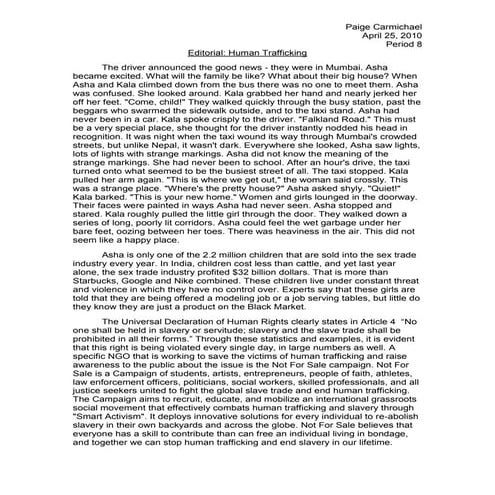 Human Trafficking Essay | DOCX