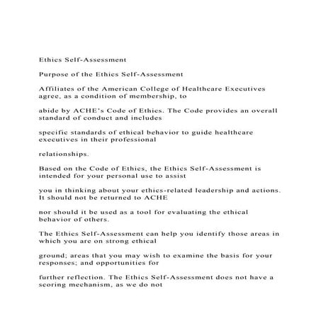 Ethics Self-Assessment Purpose of the Ethics Self-Assessme.docx